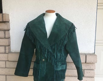 Green suede jacket | Etsy