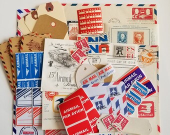 Air mail stickers | Etsy
