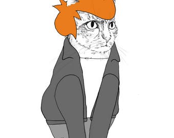 Funny cat art | Etsy