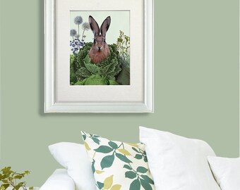 Too Hip To Hop Blue Rabbit Print Hare print Wall Art Wall