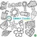 Summer Doodles Digital Stamp Pack Black and White Clipart