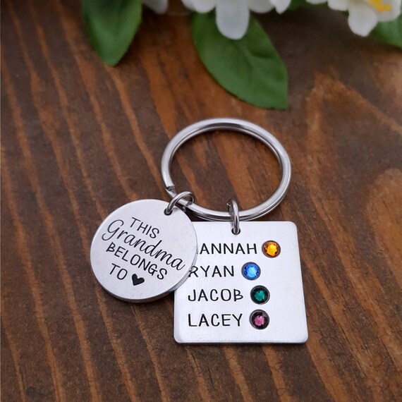 Birthstone Keychains Grandma Keychain Grandma Gift