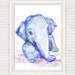 Baby Elephant Art Watercolor Painting Baby Boy Nursery