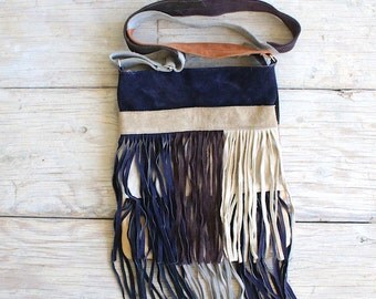 Suede patchwork bag | Etsy