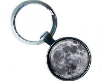 Full blue moon Keychain Art gift Moon key ring Luna key chain