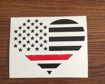 Thin red line decal | Etsy
