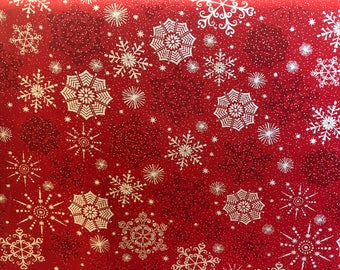 Red christmas fabric | Etsy