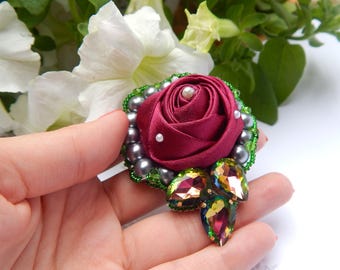 Silk flower. Brooch Silk. Brooch handmade