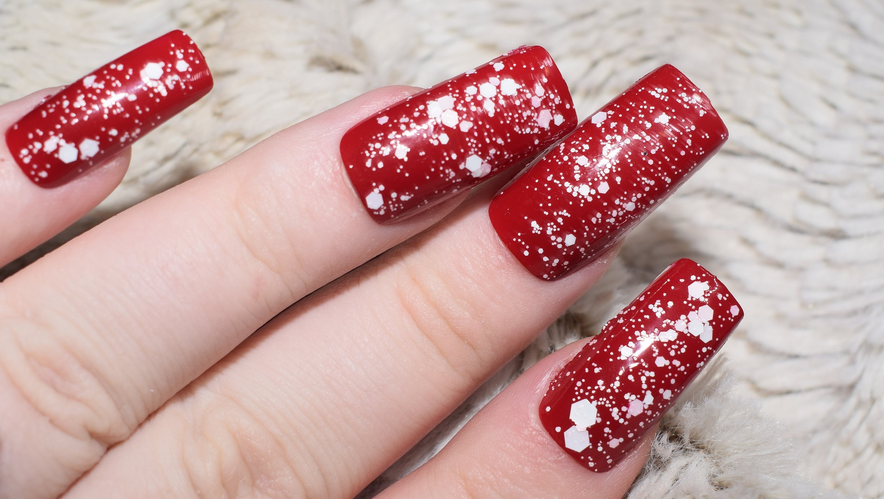 Bright Red Fake Nails, Decorated Nails Long Straight False Nails, Hand ...