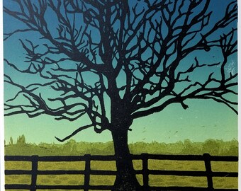 Common Snipe wading bird Limited Edition Linocut Reduction