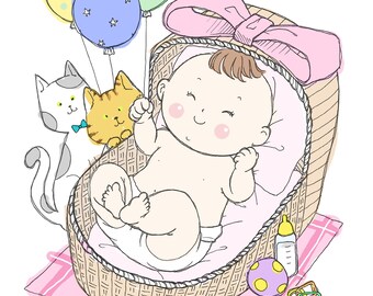 Baby illustrations | Etsy