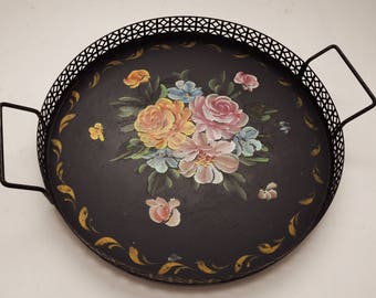 Floral metal tray | Etsy