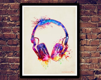 Headphones poster | Etsy