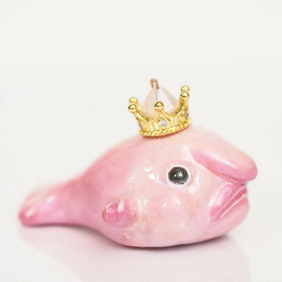 BLOBFISH - Handmade Polymer Clay Sculpture With a Swarovski Crystal
