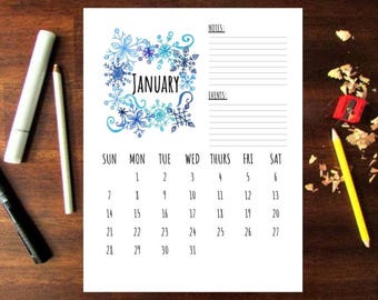 Hand drawn calendar | Etsy