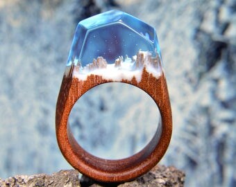 Blue resin ring | Etsy