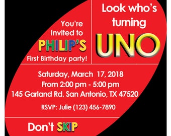 Uno invitation | Etsy