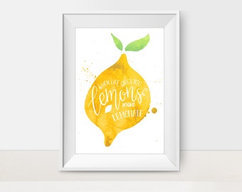 Lemon wall art | Etsy