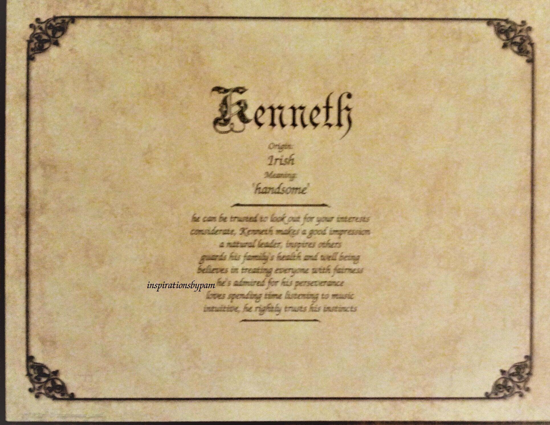 Kenneth First Name Meaning Art Print-Name