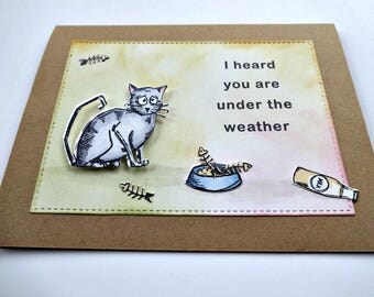 Cat get well card | Etsy