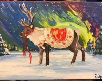 Reindeer painting | Etsy