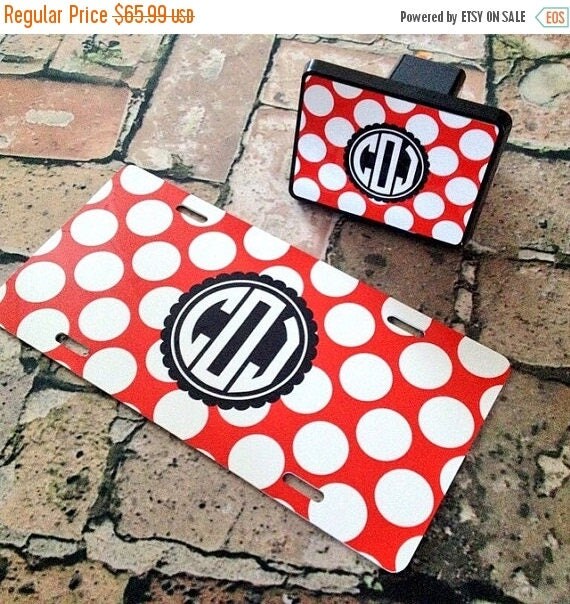 SALE Personalized Trailer Hitch & License Plate Car Tag Set