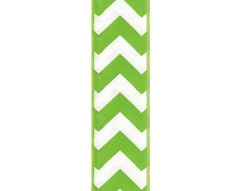 1.5 Chevron Ribbon in Green and White Stripe 5 Yards