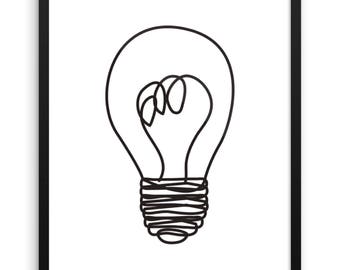 Light bulb drawing | Etsy