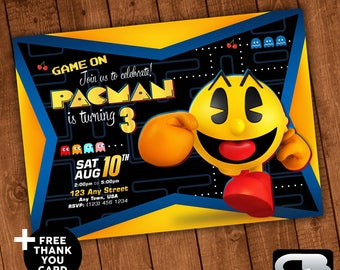 Pacman invitations | Etsy