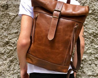 Leather backpack | Etsy