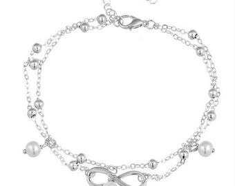Large Infinity Anklet Double Chain Infinity Anklet Sterling