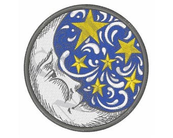 Moon embroidery | Etsy