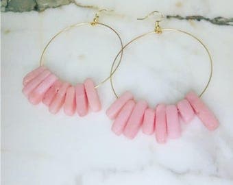 Light Pink Earrings Big Hoop Earrings Pale Pink Hoops