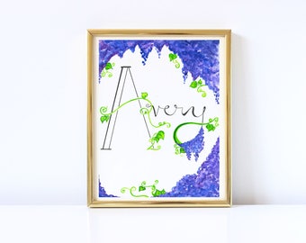 Watercolor name art | Etsy