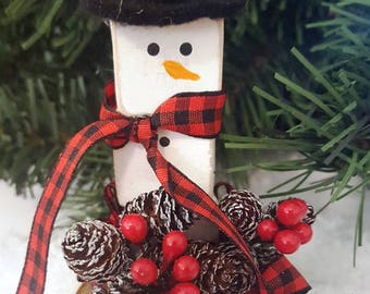 Wood block snowman | Etsy