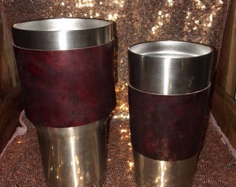 Leather cup sleeve | Etsy