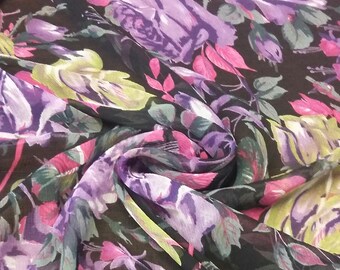 Floral silk fabric | Etsy
