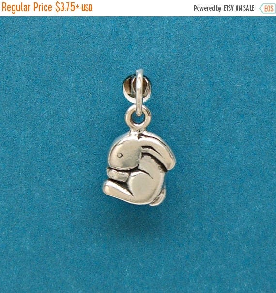SALE Bunny Rabbit Sterling Silver Animal Mini Charm for