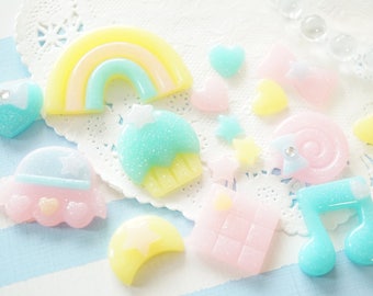 Open bezel charms and Kawaii cabochons from by Candydecoholic