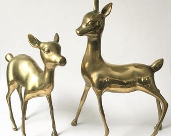 vintage brass deer figurines large brass deers