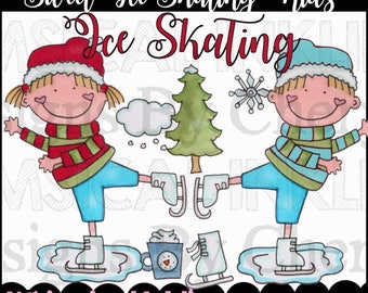 Ice skating clipart | Etsy