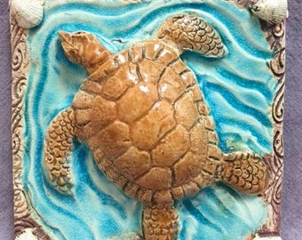 Sea turtle tile | Etsy