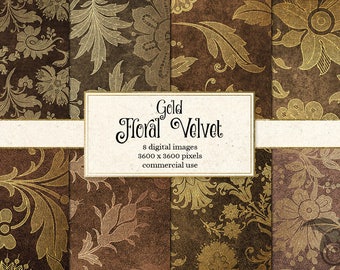 Emerald Floral Velvet Digital Paper Emerald Scrapbook Paper