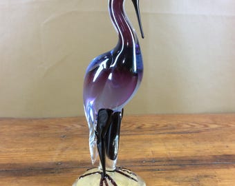 Glass Heron Bird Glass Sculpture Animals Glass Art Glass