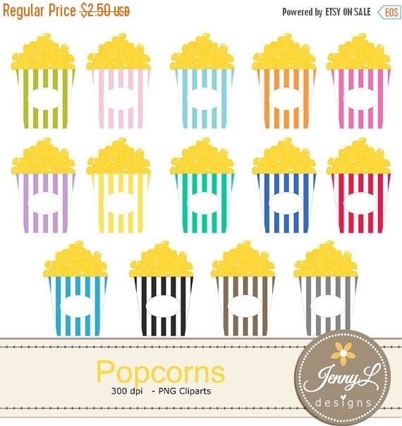 50% OFF Movie Popcorn Clipart for Planners Digital
