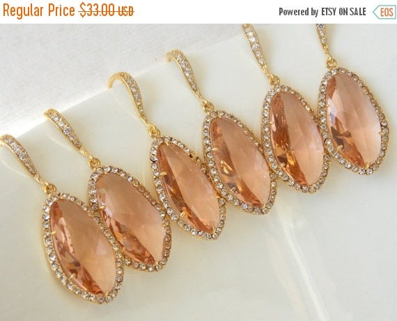SALE Wedding Jewelry Bridal Earrings Peach Earrings Blush