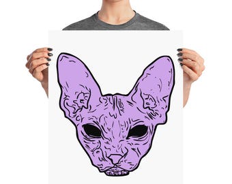 Sphynx cat art | Etsy