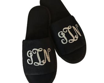 Monogram slippers | Etsy