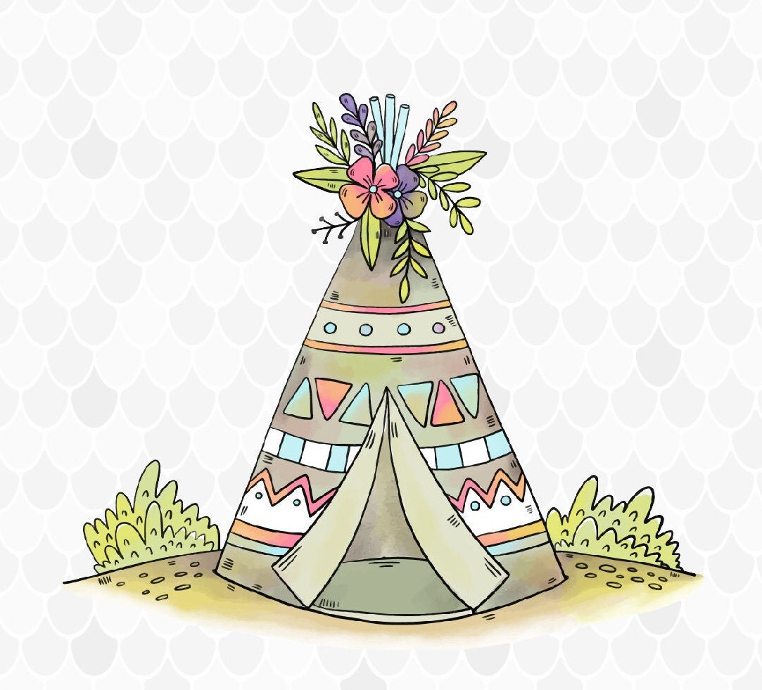 Boho Clip art Teepee Clipart Watercolor Tipi Tipi Clipart
