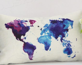 World map pillow | Etsy